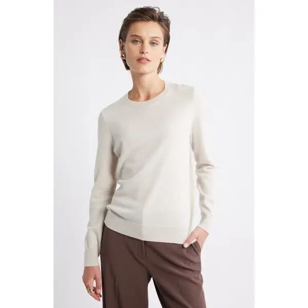 Nordstrom Cashmere Crewneck Sweater - Ivory Sand