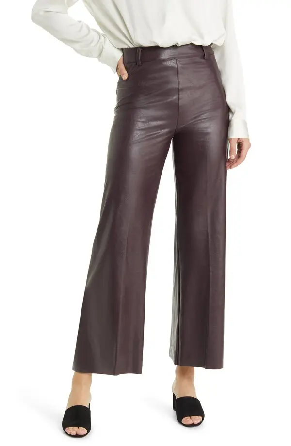 Lyssé High Waist Faux Leather Wide Leg Pants - Lava | Editorialist
