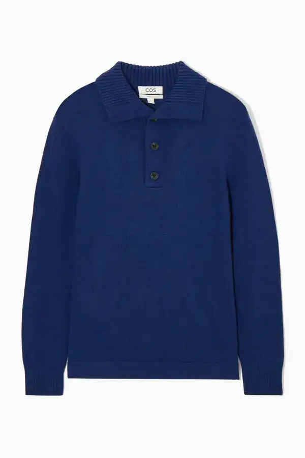 Cos Wool And Cashmere Polo Shirt - Blue | Editorialist