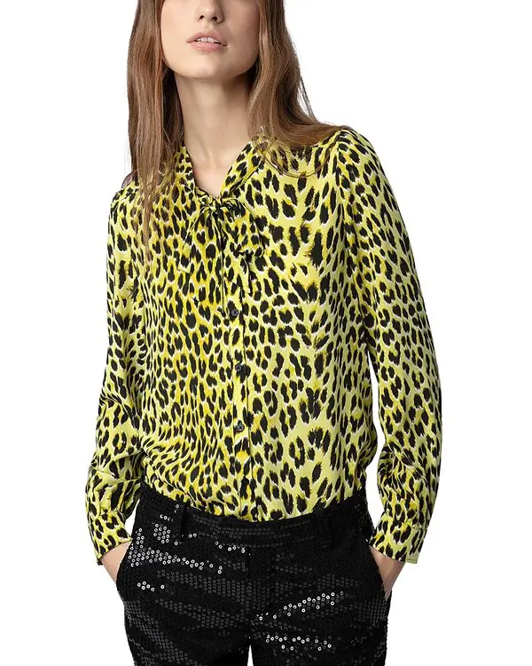 Zadig&Voltaire Taos Animal Print Silk Top - Jonquil