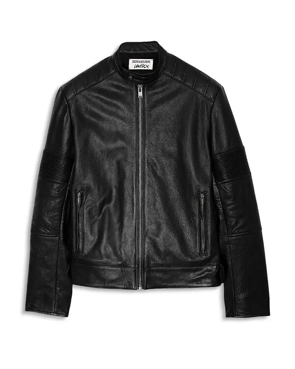 Zadig&Voltaire Leather Lean Biker Jacket - Anthracite