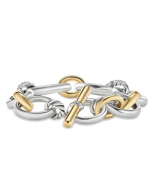 David Yurman Mercer Diamond Link Bracelet - Silver/gold