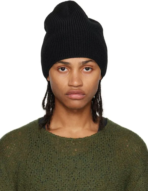 Our Legacy Black Knit Beanie - Black Rustic Merino | Editorialist