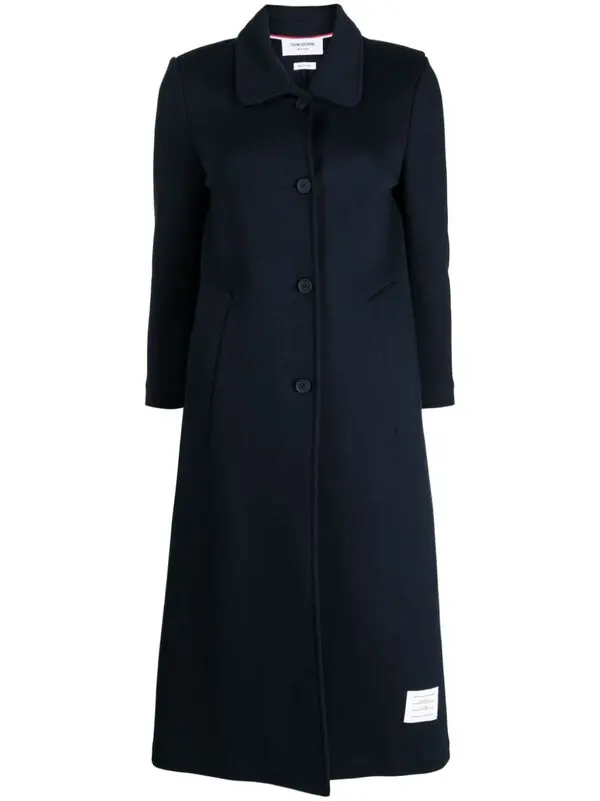 Thom Browne Logo-patch Single-breasted Coat