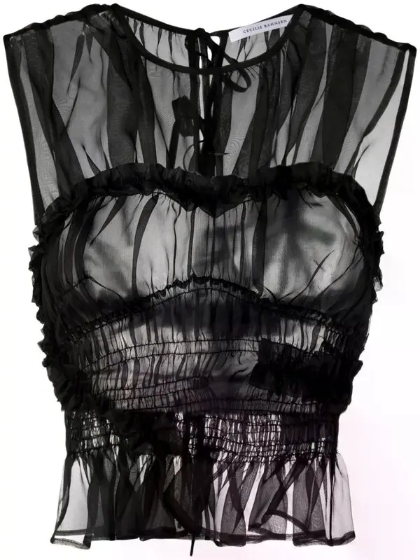 Cecilie Bahnsen Ruched Sleeveless Silk Top