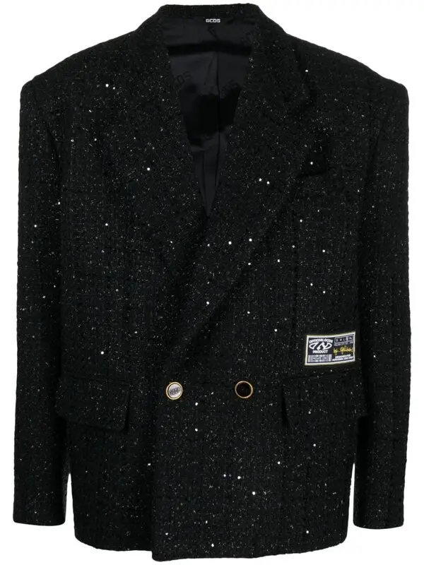 Gcds Double-breasted Tweed Blazer