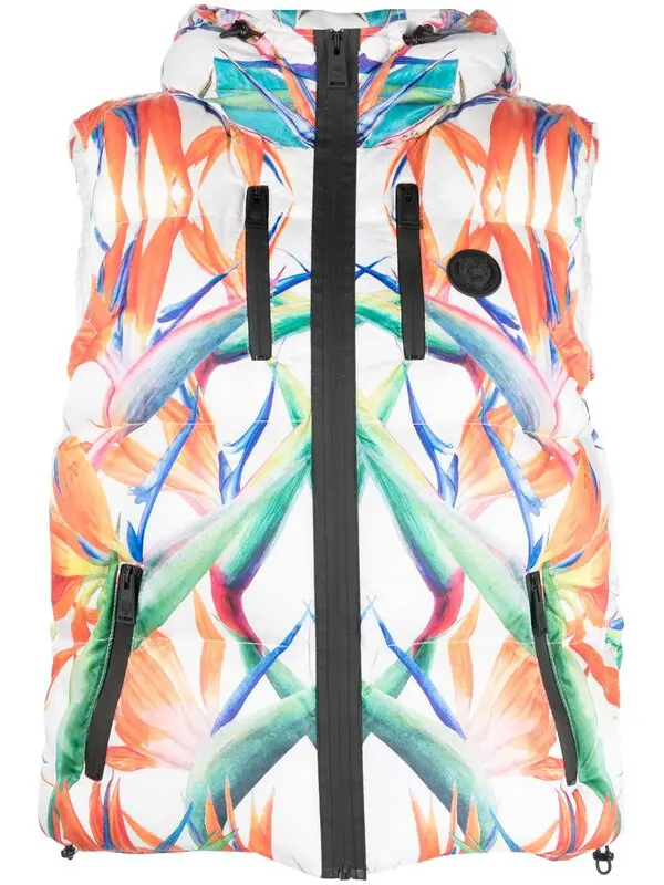 PLEIN SPORT Botanical-print Puffer Gilet