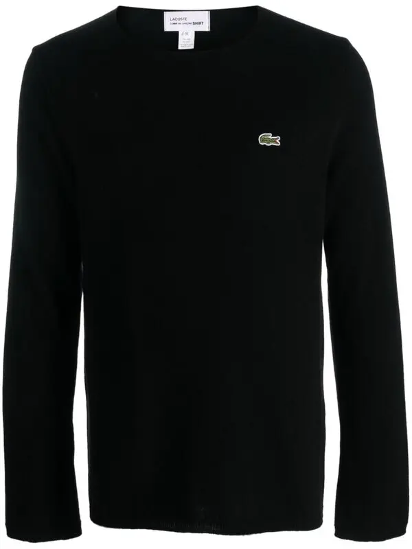 Comme Des Garçons X Lacoste Intarsia-knit Wool Sweater - Black
