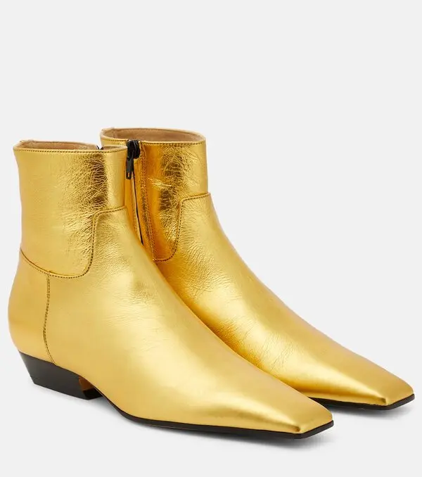 Khaite Marfa Metallic Leather Ankle Boots - Gold