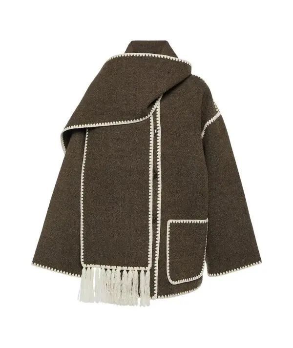 TOTÊME Embroidered Wool-blend Scarf Jacket - Brown