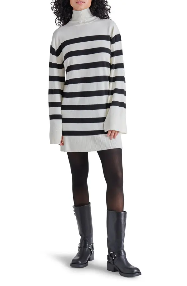 Steve Madden Gretta Turtleneck Long Sleeve Sweater Minidress In