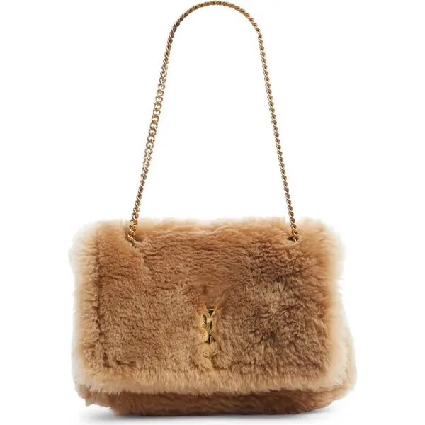 Saint Laurent Small Kate Shearling Shoulder Bag - Ecru/dark Brown