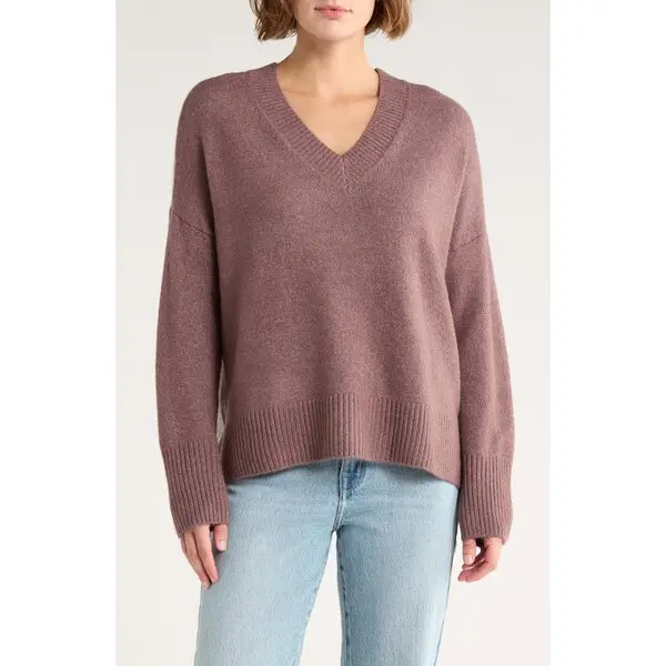 Vince Camuto Contrast High-low V-neck Sweater - Cuddle