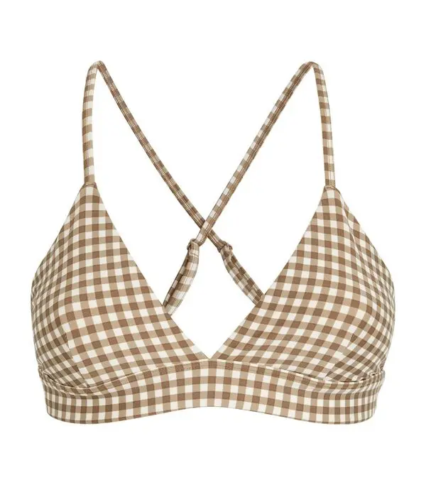 Alo Gingham Airlift Splendour Bra - Beige | Editorialist