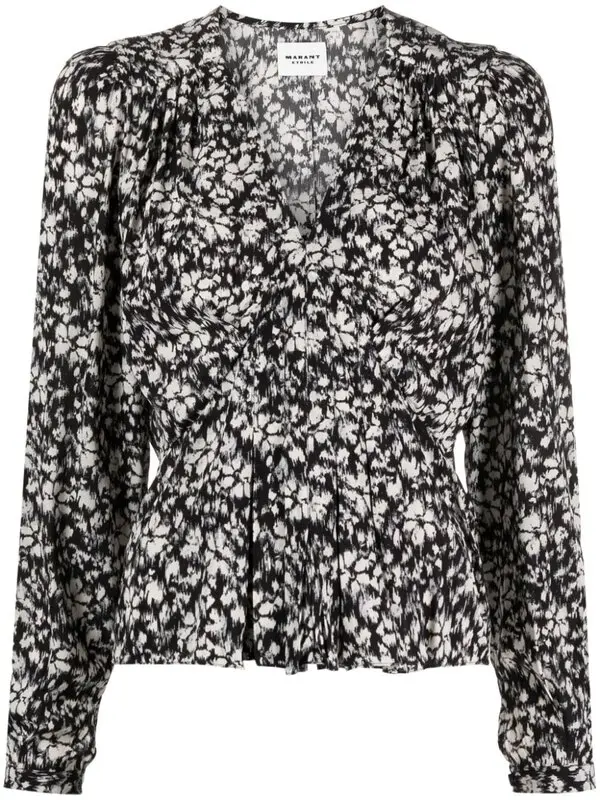 MARANT ETOILE Eddy Floral-print Blouse - Black