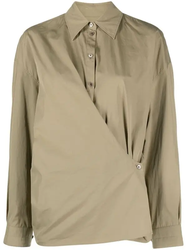 LEMAIRE Twisted Wrap Cotton Shirt - Green