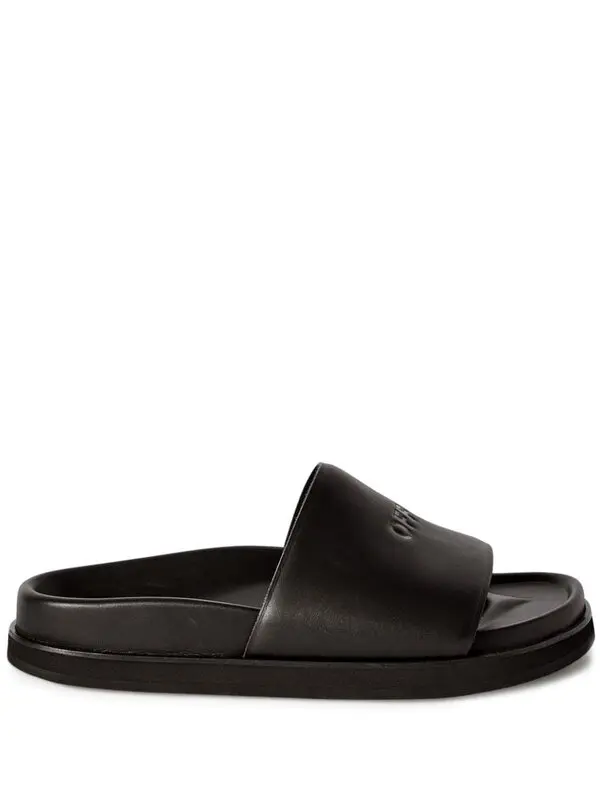 Off-White Logo-debossed Leather Slides - Black