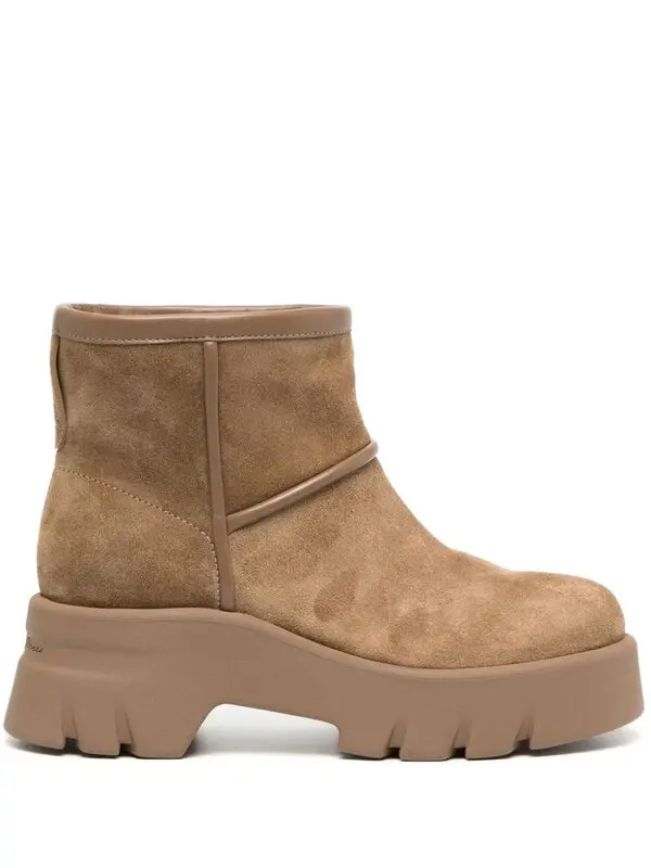 GIANVITO ROSSI Shearling-lined Suede Boots - Brown