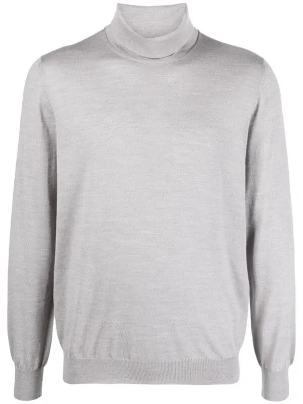 LARDINI Roll-neck Wool Jumper - Grey