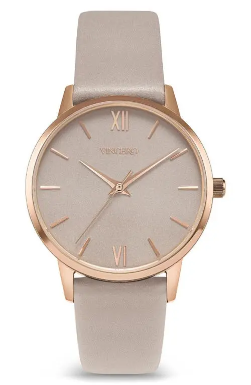 VINCERO Eros Petite Leather Strap Watch - Rose Gold/taupe