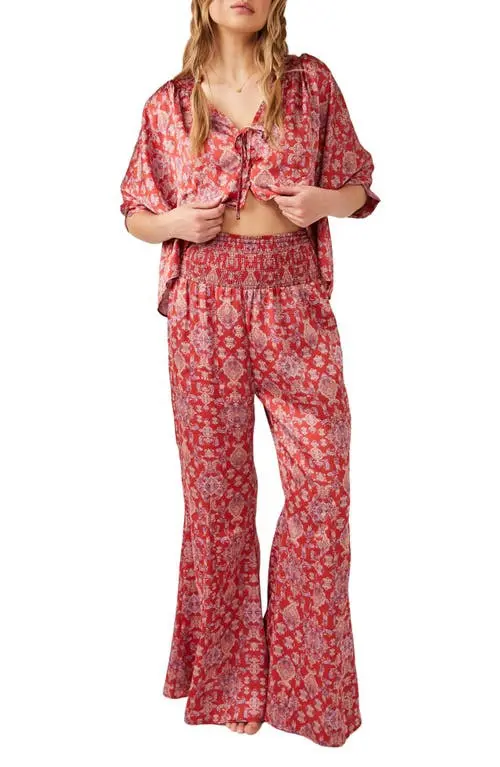 Buy Free People Misty Mornings Satin Pajamas - Blue Combo At 55% Off ...
