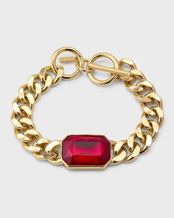 KENNETH JAY LANE Rectangle Stone Chain Toggle Bracelet