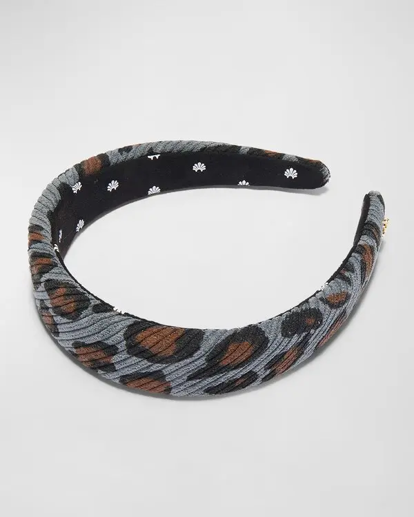 Lele Sadoughi Alice Leopard Corduroy Headband - Midnight Leopard