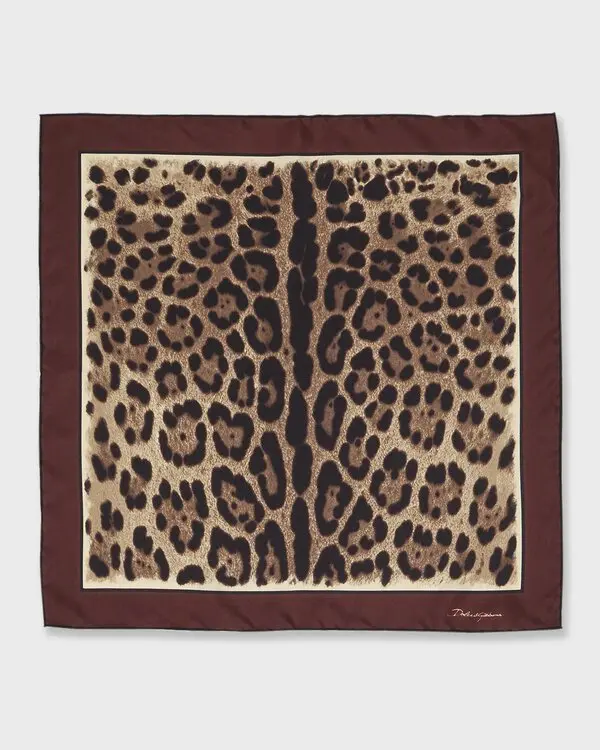 Dolce & Gabbana Jaguar Silk Square Scarf - Leo Bordo Marrone