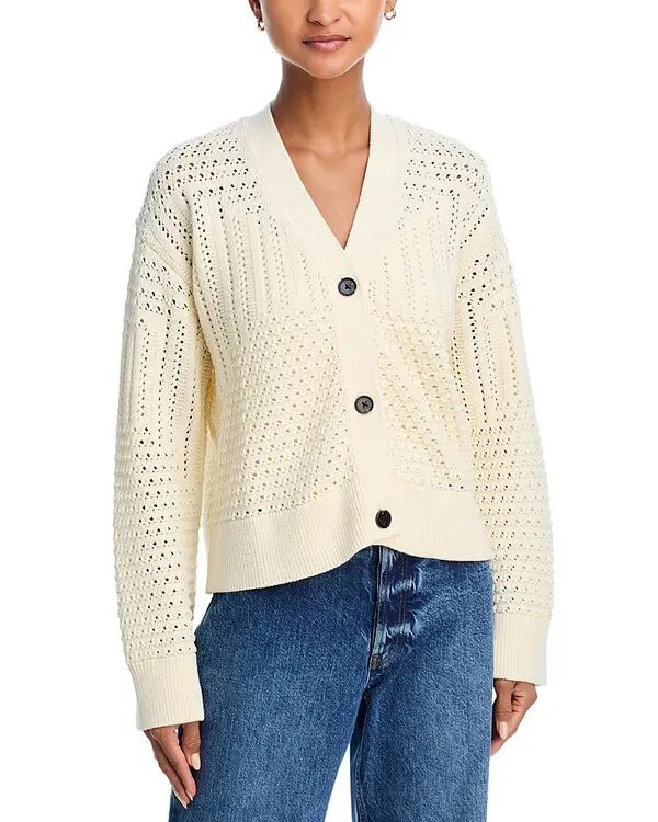 Rails Geneva Button-front Cardigan - Ivory Patchwork