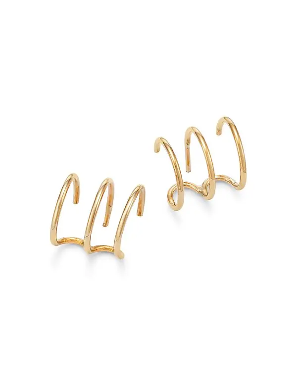 MOON & MEADOW 14k Yellow Triple Wire Cuff Earrings