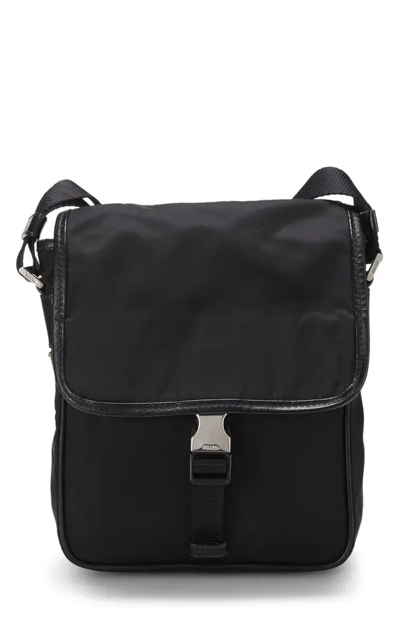Prada Nylon Buckle Flap Messenger Bag