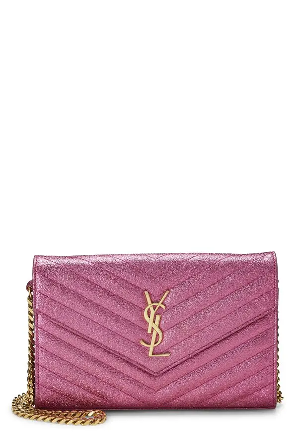 Ysl Metallic Kate Wallet-on-chain - Pink | Editorialist