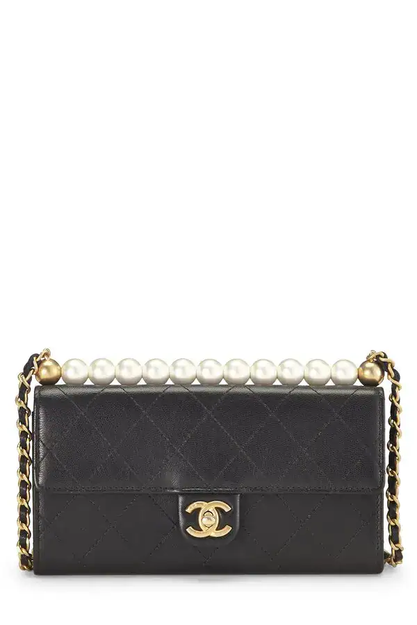 Chanel Calfskin Chic Pearl Wallet On Chain - Black | Editorialist