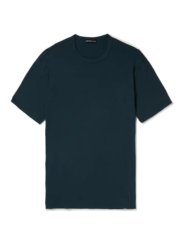 JAMES PERSE Elevated Lotus Garment-dyed Cotton-jersey T-shirt - Blue