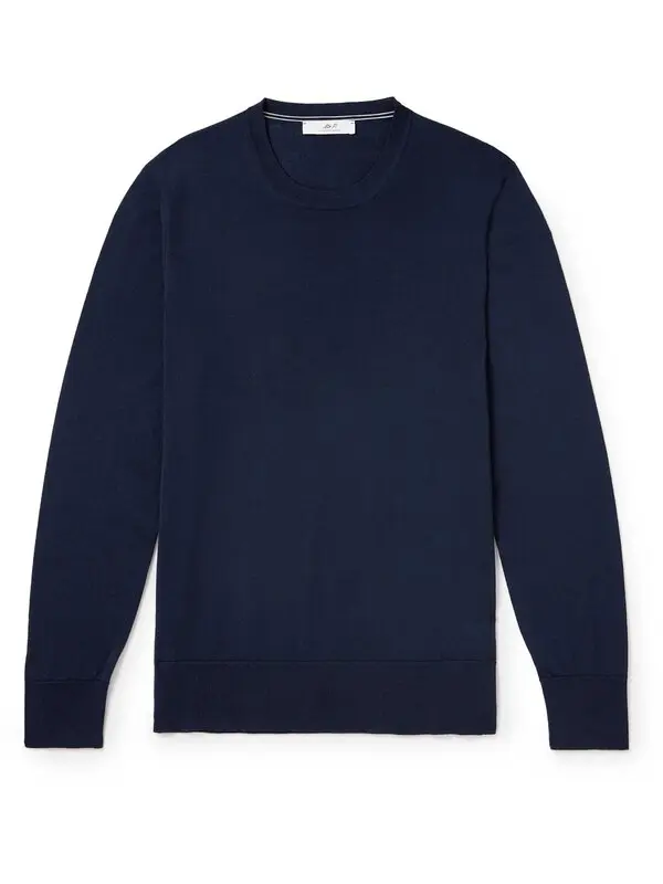Mr P. Crew Neck Merino Wool Sweater - Blue