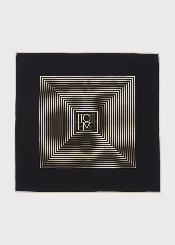 TOTÊME Centered Monogram Silk Scarf Black - Black Monogram