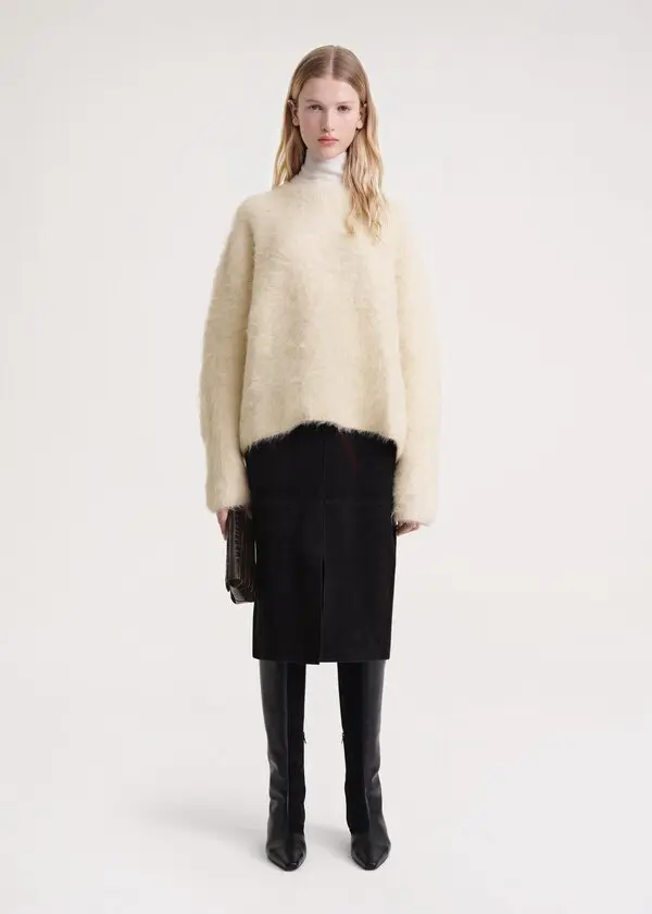 TOTÊME Boxy Alpaca Knit Sweater - Stone