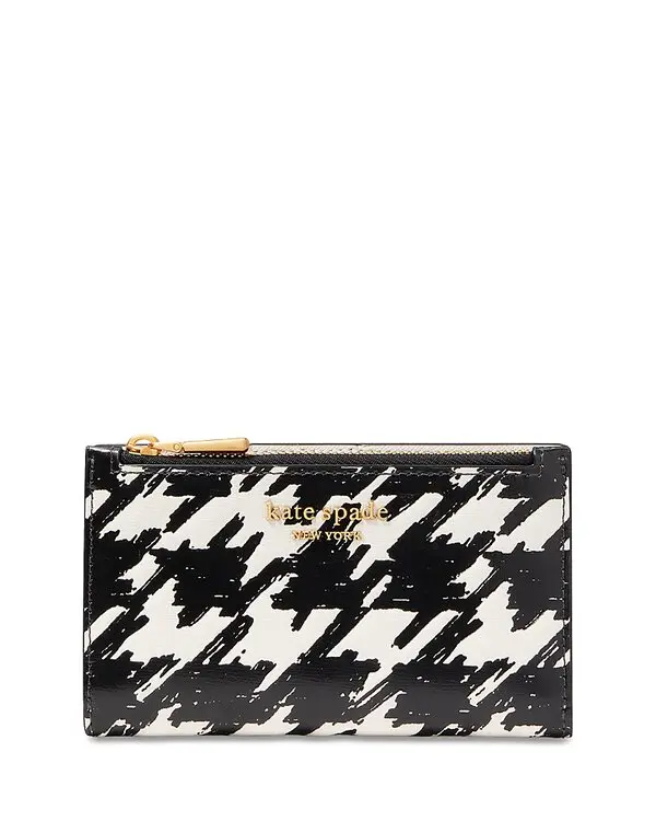 Kate Spade New York Morgan Small Houndstooth Saffiano Leather Slim Bifold Wallet