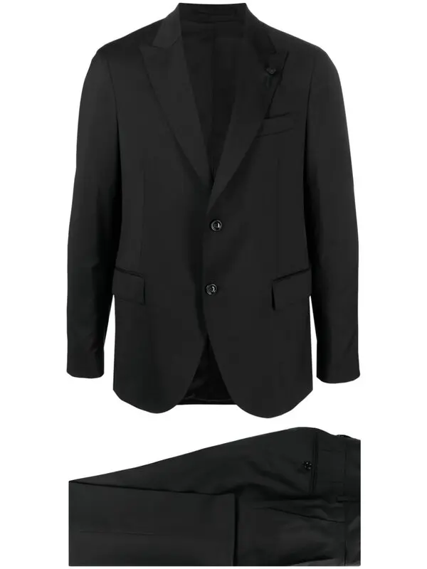 LARDINI Single-breasted Two-piece Wool Suit - Black