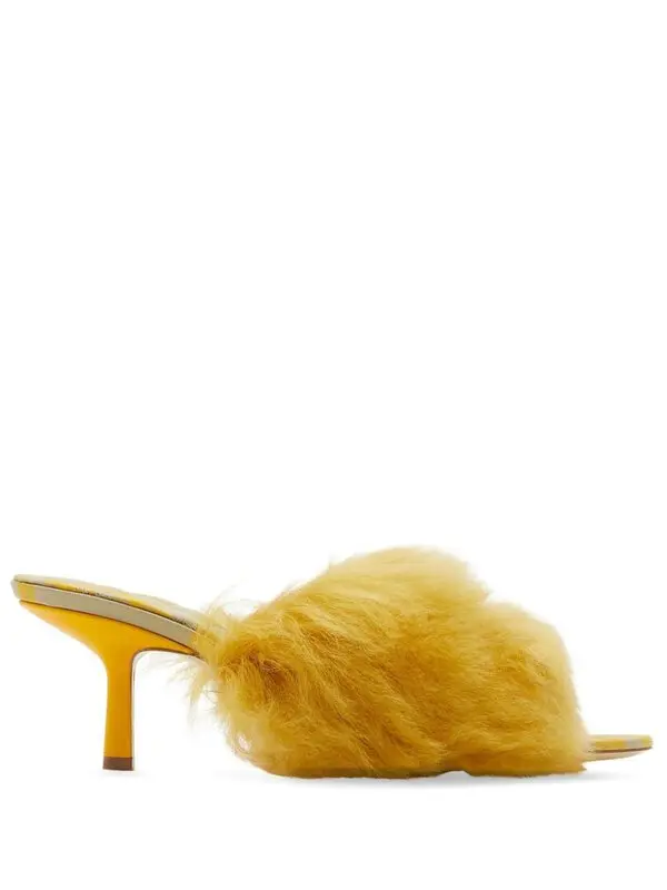 Burberry 60mm Shearling Open-toe Sandals - Yellow