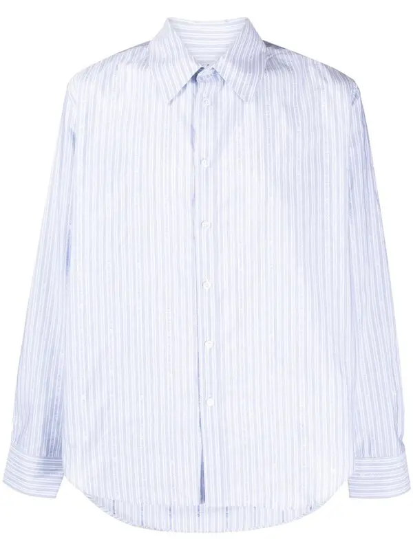 Martine Rose Striped Logo-print Cotton Shirt - Blue