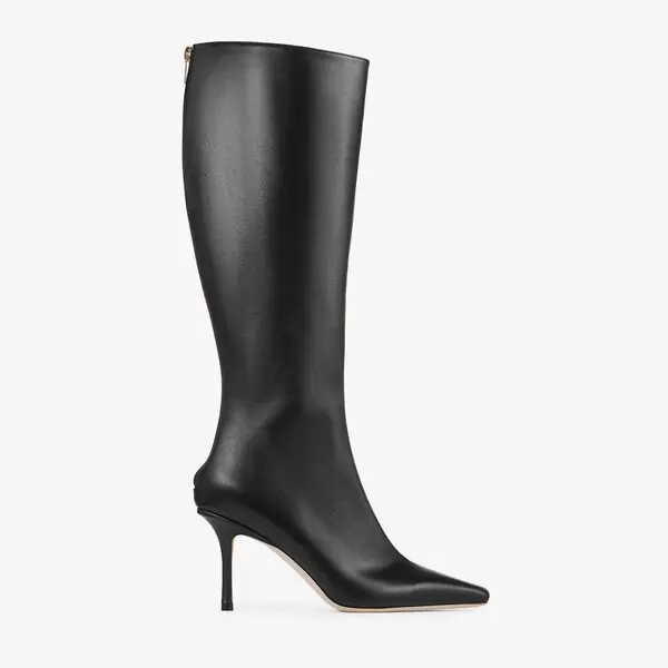JIMMY CHOO Agathe 85 Calf Leather Knee-high Boots - Black