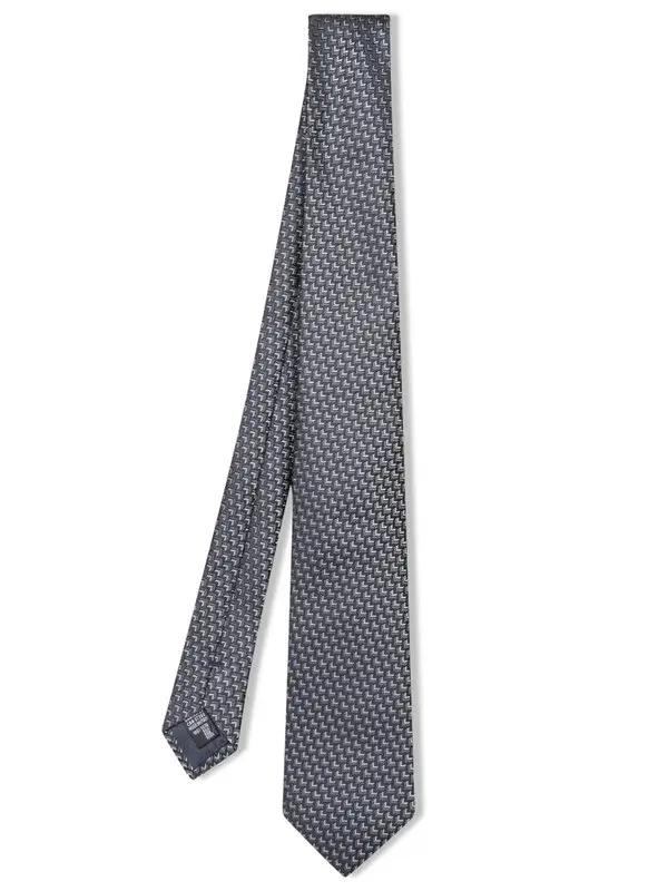 Giorgio Armani Geometric Pattern Neck Tie - Blue
