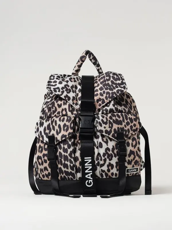 GANNI Printed Backpack - Brown