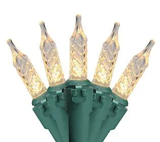 NORTHLIGHT 200ct Clear Led Faceted M5 Lights 2ft Green Wire