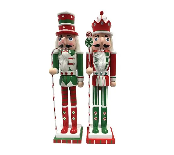 SANTA'S WORKSHOP 14' Red & Green Nutcrackers, S Et Of 2