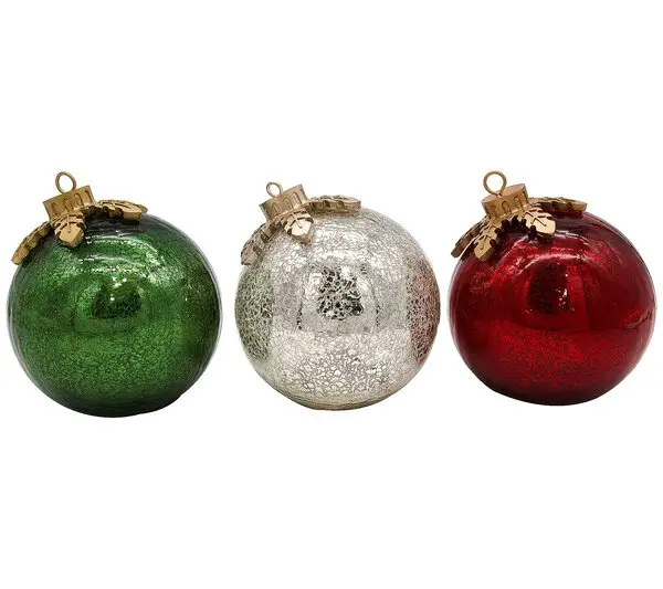 LUMABASE B/o Glass Tabletop Christmas Ornaments, 3ct