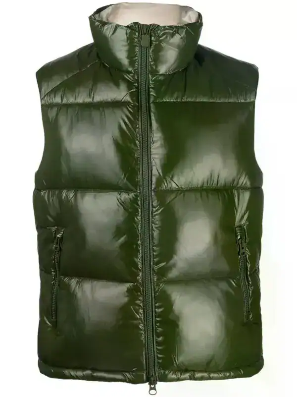 Save The Duck High-Shine Padded Gilet Green Editorialist