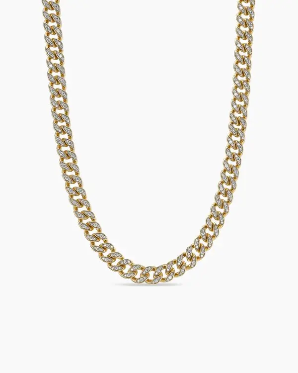 David Yurman 18k Yellow Gold Curb Chain Necklace With Diamonds - Diamond