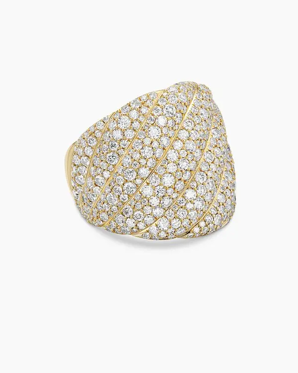 David Yurman Sculpted Cable Ring In 18k Yellow Gold With Diamonds - Diamond